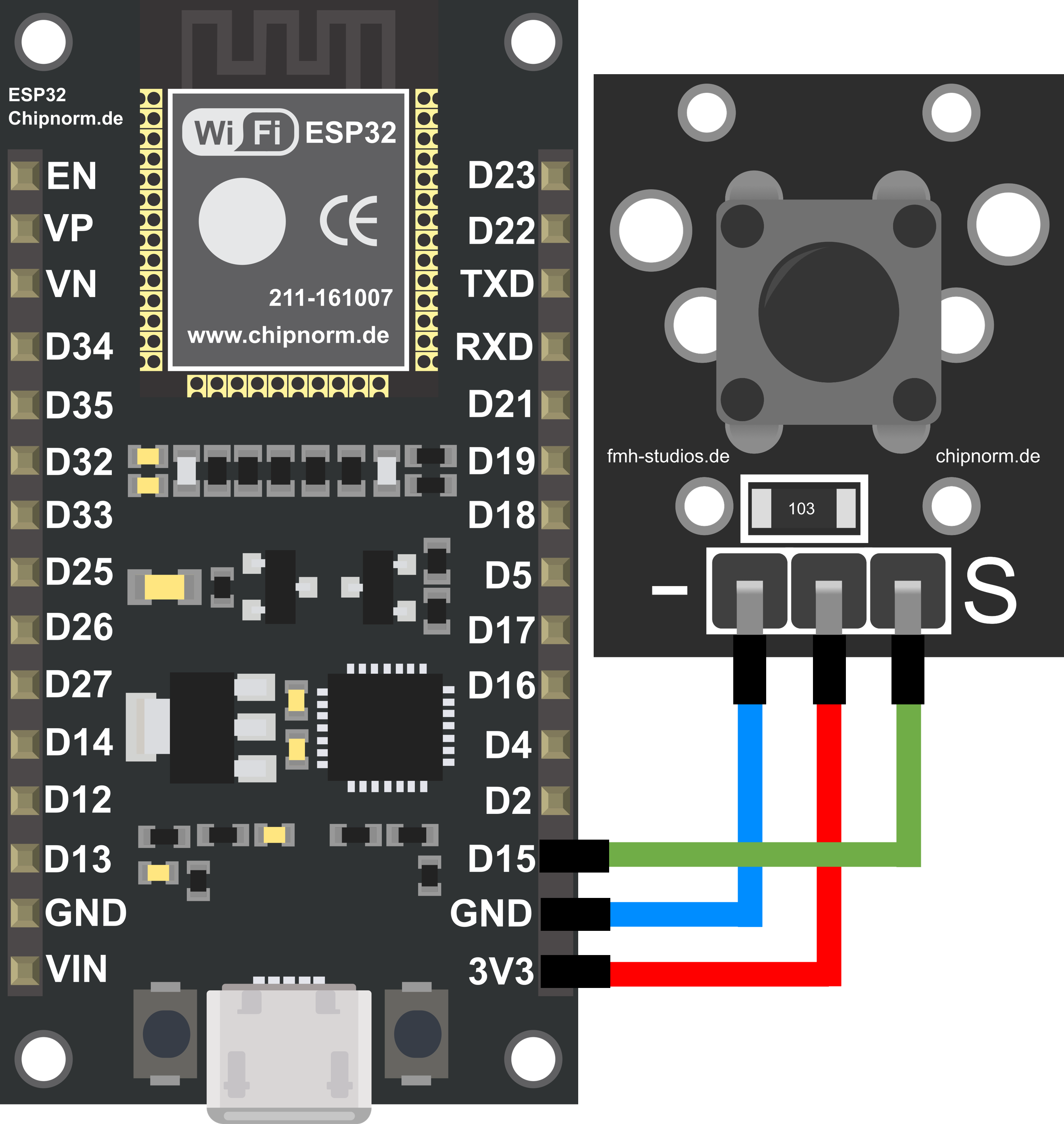 Taster Modul - KY-004 - ESP32 Tutorial - F.M.H.